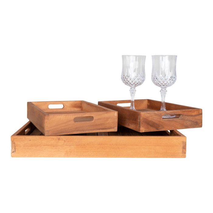 Lot de 3 plateaux en teck House Nordic Faro - Cdiscount Maison