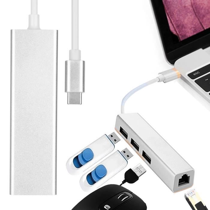 Concentrateur RJ45 de type C Adaptateur Gigabit de type C à RJ45 pour ...
