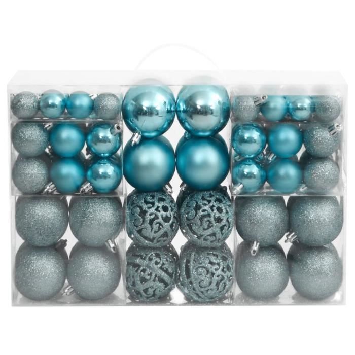 Boules de Noël 100 pcs turquoise 3 - 4 - 6 cm Mothinessto YY10642 - Cdiscount Maison