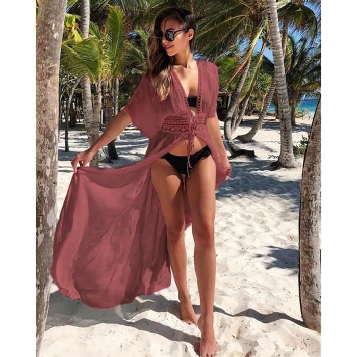 Robe,Robe de plage longue détails crochet, cover up, pour la plage, pour les costumes de bain ...