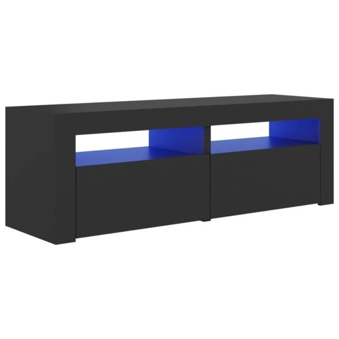 JILL*SALE Meuble TV-Banc TV-Buffet de TV avec lumières LED Gris ...