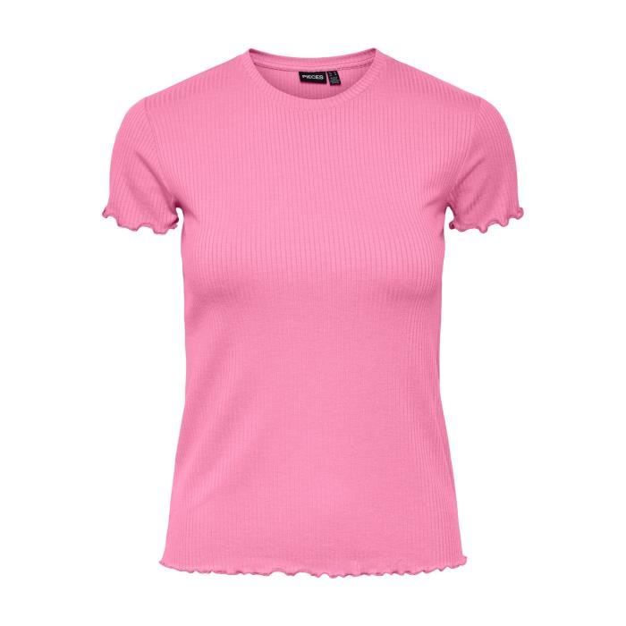 T-shirt à col O femme Pieces Nicca - begonia pink - 2XL - Cdiscount ...