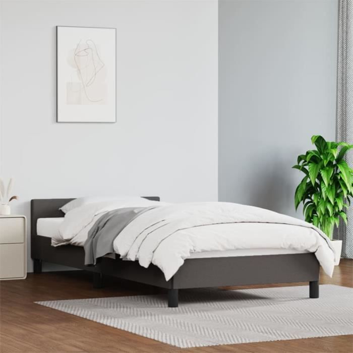 Cadre de lit - PWSHYMI - 100x200 cm - Similicuir gris - Design ...