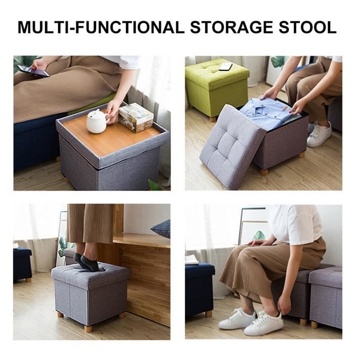 Tabouret de Rangement - Pwshymi - Tabouret Carré de Rangement Pliant ...