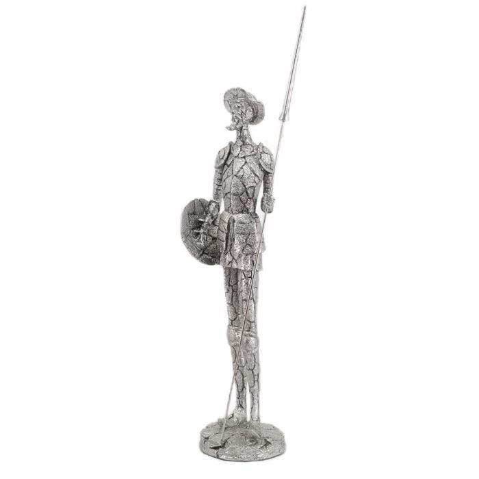 Figurine décorative - Don Quichotte - Résine argentée - 43 cm ...