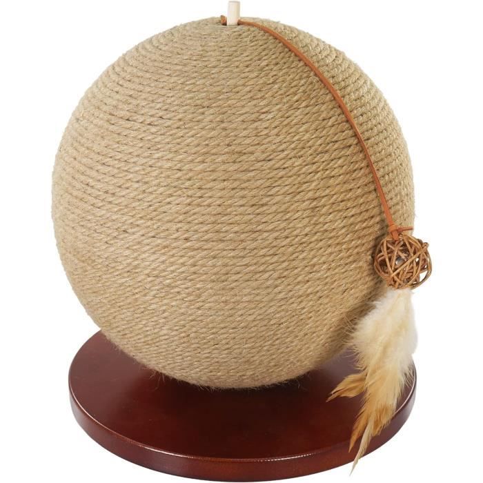 Griffoir Élégant En Jute Naturel Avec Plumes Aguichantes Pour Chat 33 X ...