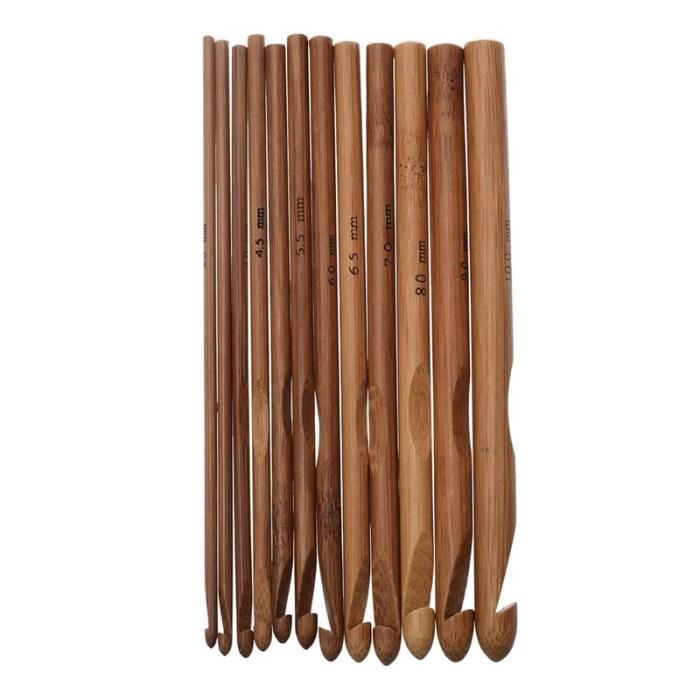 A-12pcs -Kit de Crochet en bois de bambou, 12 pièces, 12 tailles ...