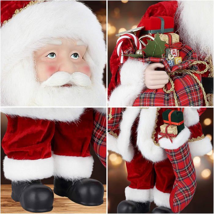 Figurine de Noël - UTEN - Père Noël Rouge - 62 cm - Feutre doux ...