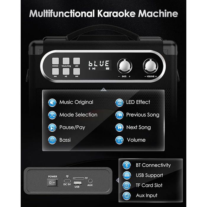 Portable Karaoke Machine Professional Karaoke Machine with 2 UHF ...
