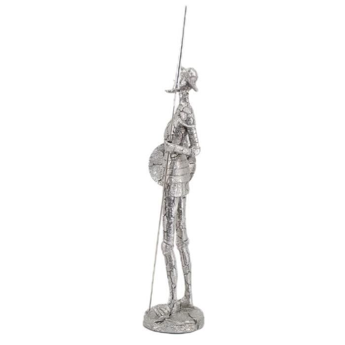 Figurine décorative - Don Quichotte - Résine argentée - 43 cm ...