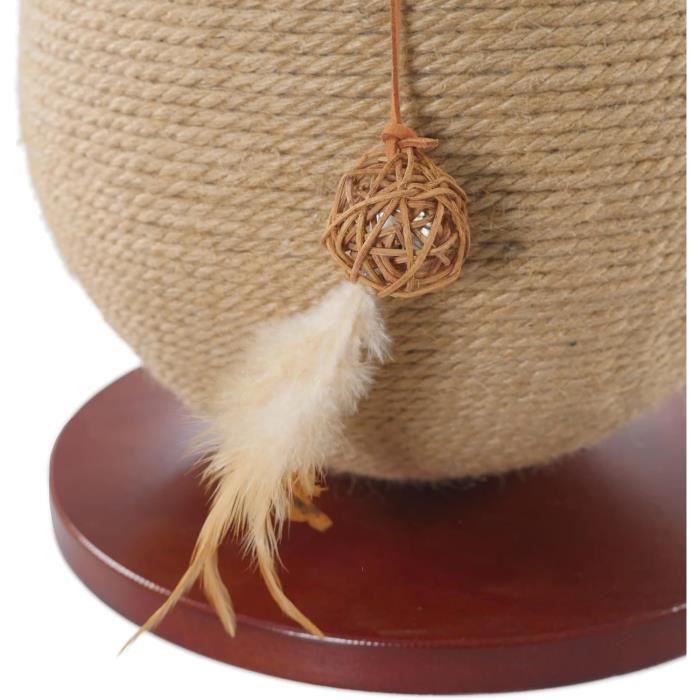 Griffoir Élégant En Jute Naturel Avec Plumes Aguichantes Pour Chat 33 X ...