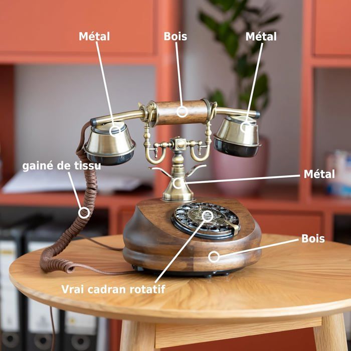 Téléphone fixe vintage en bois - SWROSE -Opis 1921 Cable Modèle A ...