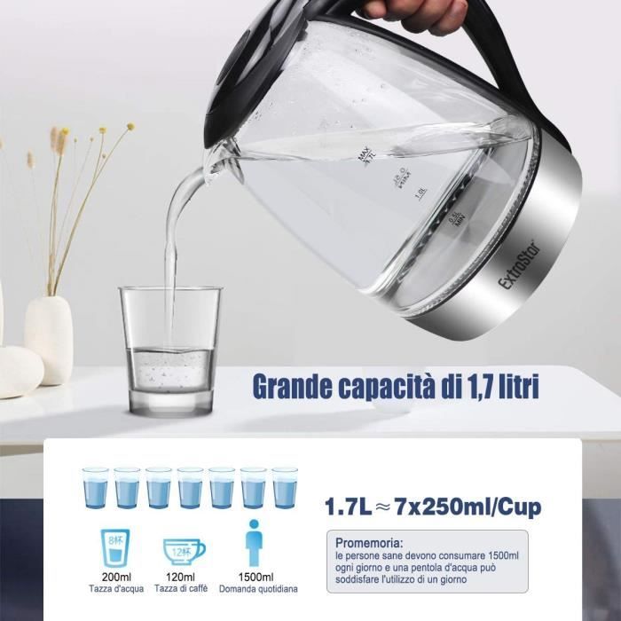 Bouilloire électrique en cristal (1.7L(Verre+Noir+Blanc)) [90 ...