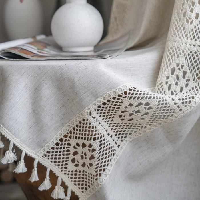 Vintage Style Rideau Semi Occultants Boho Bohème Rideaux Beige Avec ...