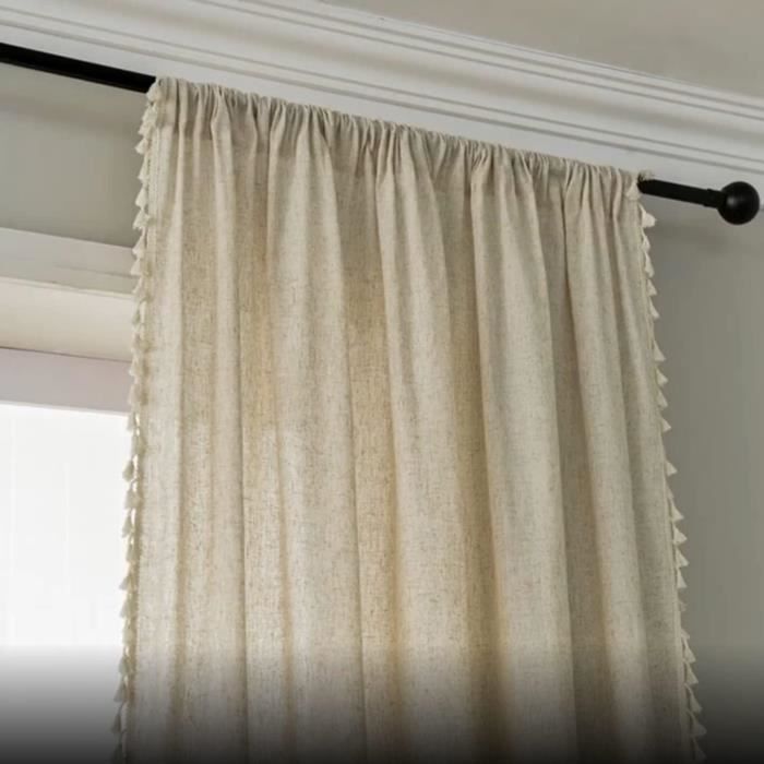 Vintage Style Rideau Semi Occultants Boho Bohème Rideaux Beige Avec ...