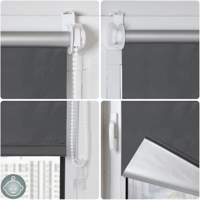 Store Occultant Sans Perçage, Gris Foncé, 45X130 Cm, Store Enrouleur ...