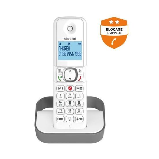 SHOT CASE - Téléphone fixe sans fil - ALCATEL - F860 solo gris - Blocage d'appels indésirables ...