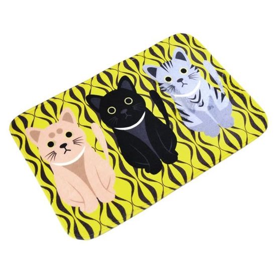 Pinji Tapis Entrée Antidérapant Chat tapis Bain en Flannel Doux Lavable ...