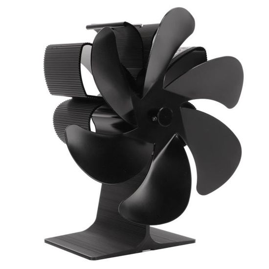 Fdit Ventilateur de poêle Poêle à 6 lames Eco Fan Noir Auto-démarrage ...
