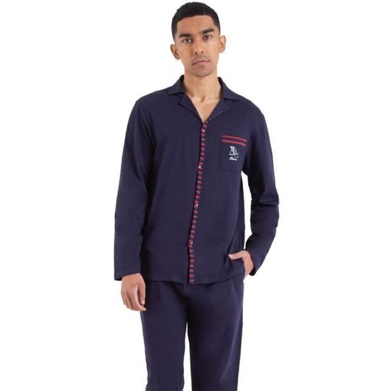 Pyjama long ouvert homme Rayures Athena Rayures rouge-marine ...