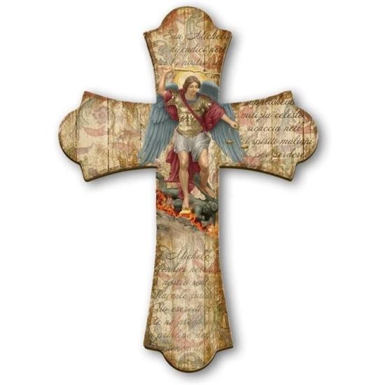 Fratelli Bonella Crucifix mural eois vintage représentant l’Archange ...