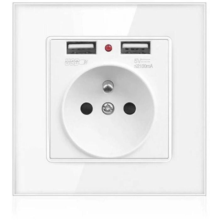 Prise murale avec double USB - OKZ - Charge rapide 2,1A - Prise ...
