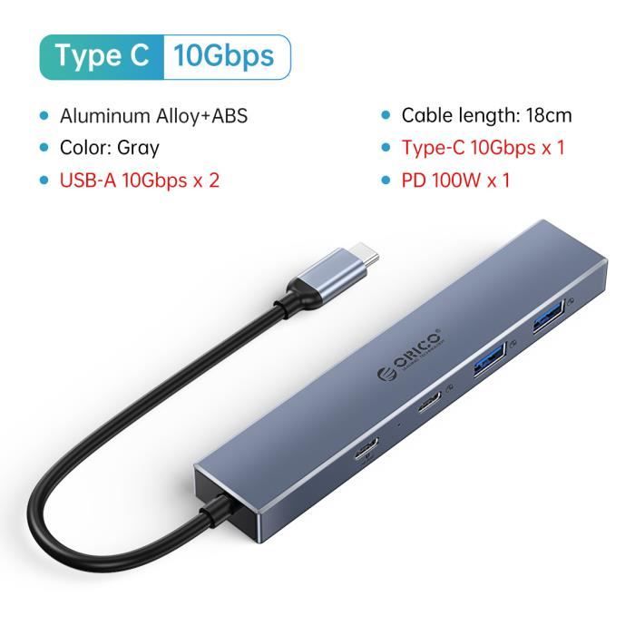 Gris PD USBAC Simple - Hub Usb 3.2, 10Gbps, 4 ports, 4K60Hz, HDMI ...