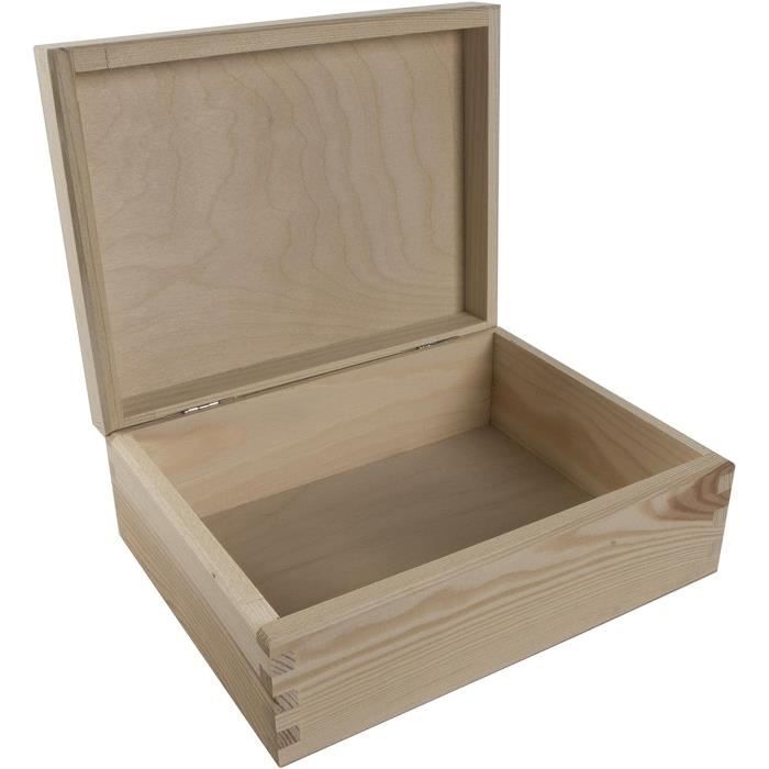Boîte Rectangulaire En Bois Avec Couvercle | 21,5 X 16,5 X 8 Cm ...