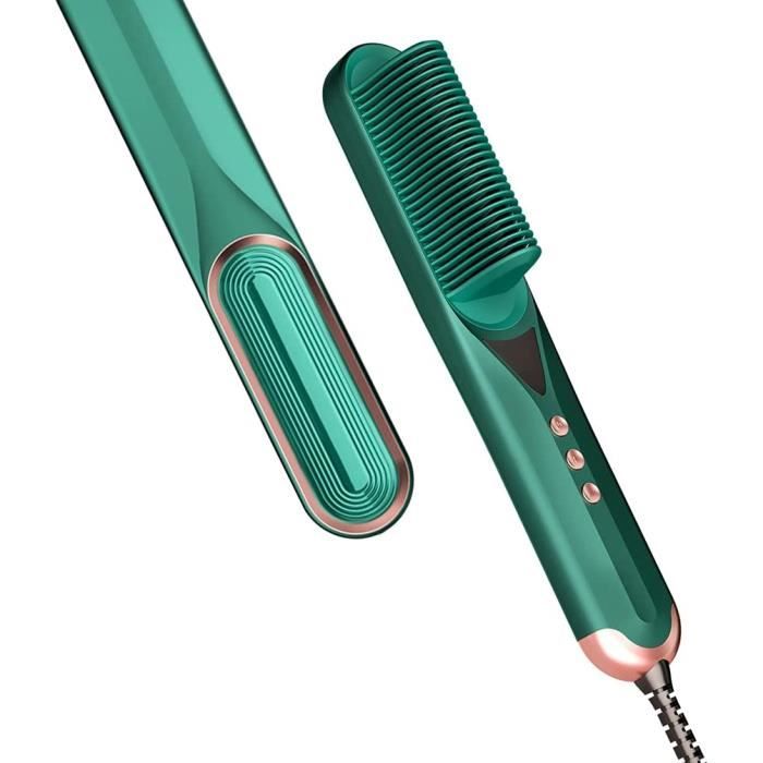 LIWI-Brosse Lissante Chauffante Lisseur Cheveux, Lisseur et Bigoudi 2 en 1, Peigne Ionique de ...