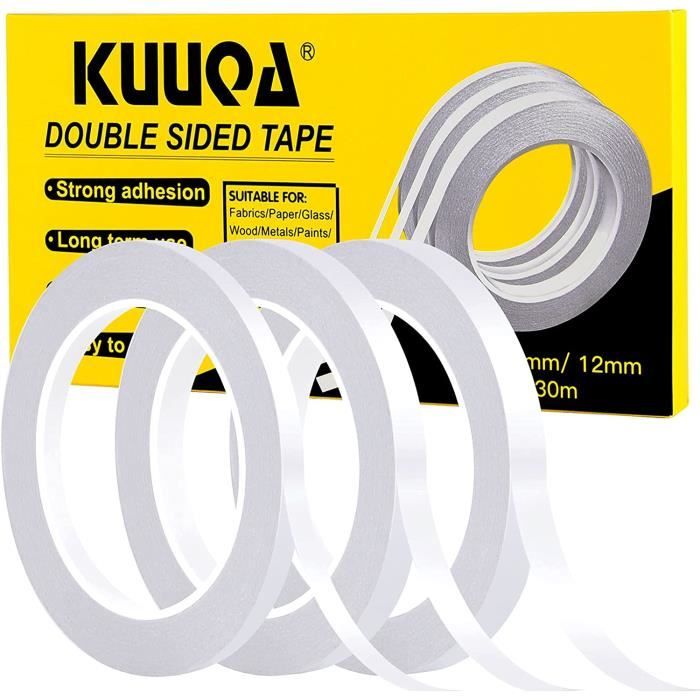 Kuuqa 3 rouleaux double face ruban ensemble solide bande collante pour ...