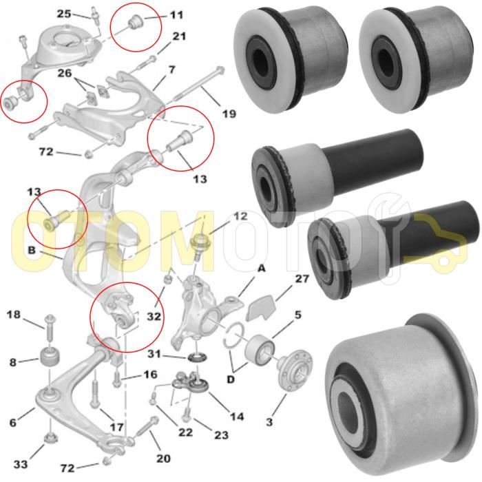 Kit bras de suspension avant compatible PEUGEOT 407 508 composé de 5 ...