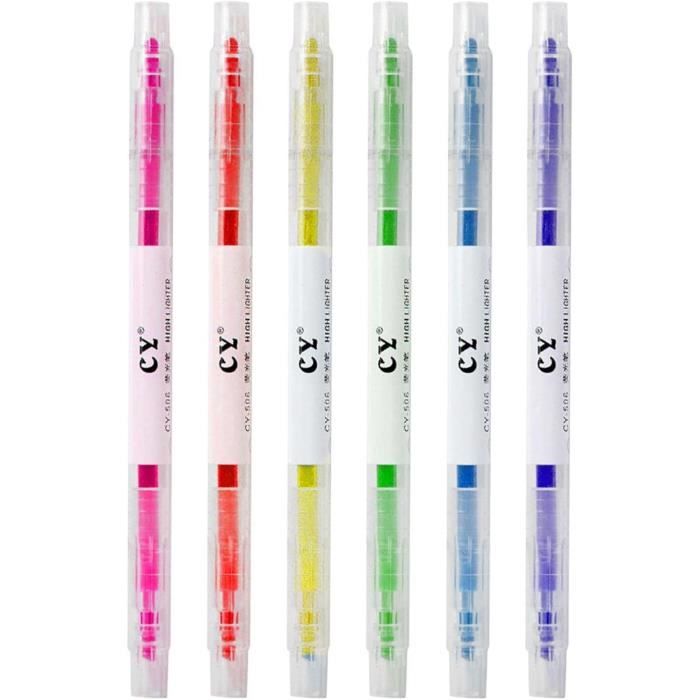 Stylos surligneurs colorés - Lot de 6 surligneurs de Couleurs Assorties ...
