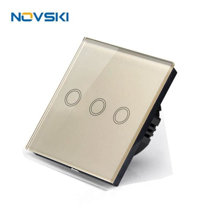 3-way golden 110-240V Uk Standard -interrupteur mural tactile 1-2-3 ...