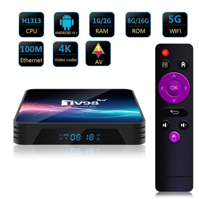 TV98 Android 12.1 TV Box 2G+16G H313 Chipset Smart Set Top Box Builtin ...