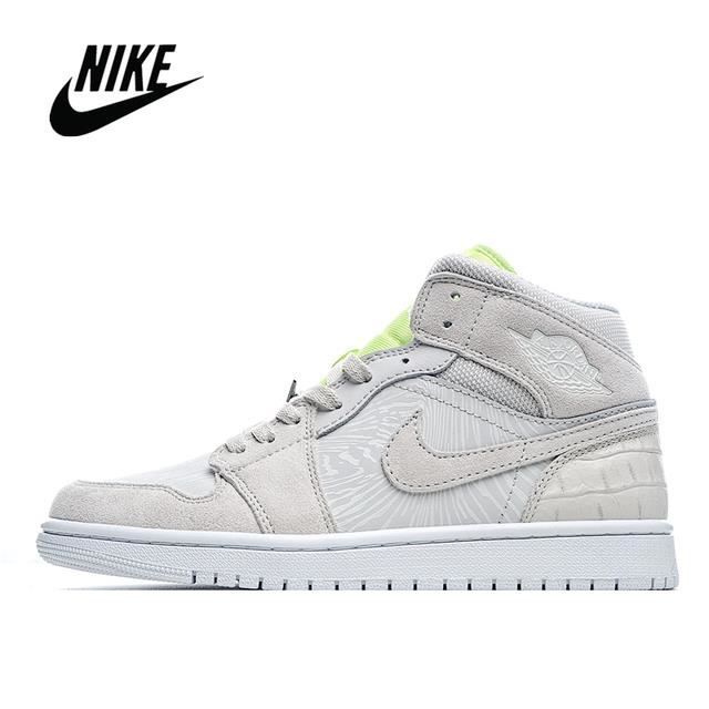 Air-Jordan 1 midlight gris fumée original, chaussures de basketball ...