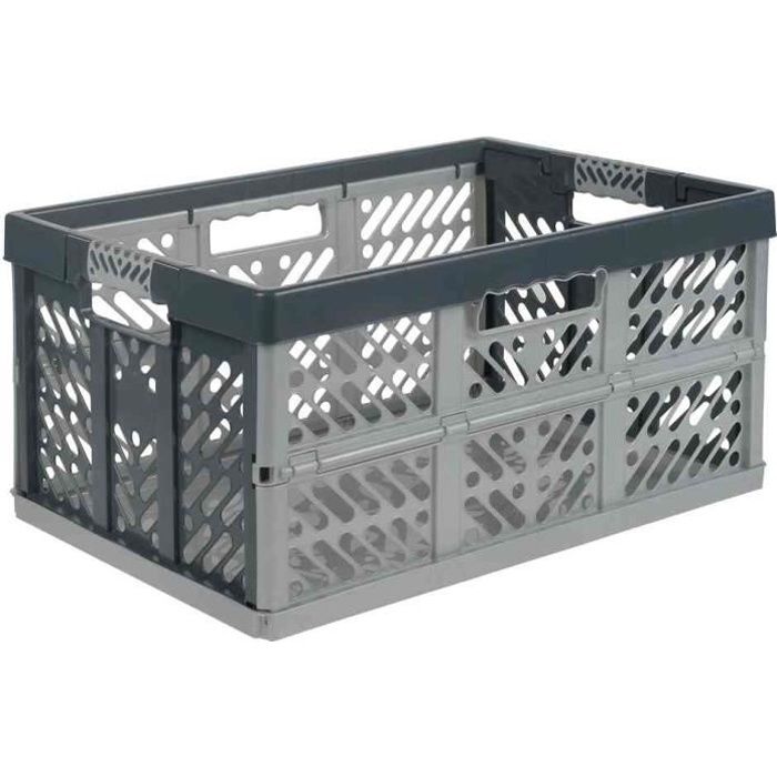 Caisse de rangement - OKT - Pliante 45L - Gris / Anthracite - Capacité ...