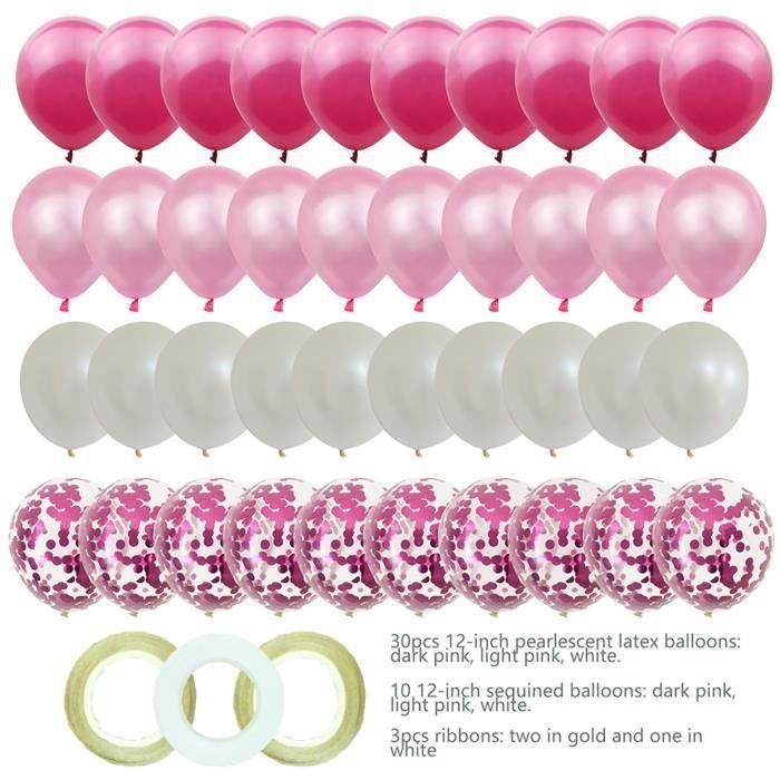 Gift-40 Pièces Rouge Ballon Set Ballon Confettis 12 Pouces Ballon Rose ...