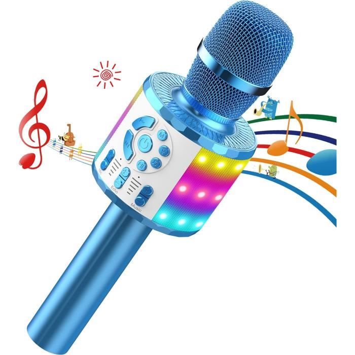 Microphone Sans Fil Bluetooth Karaoké, Microphone Enfants Karaoké Avec Lumières Led De Danse ...