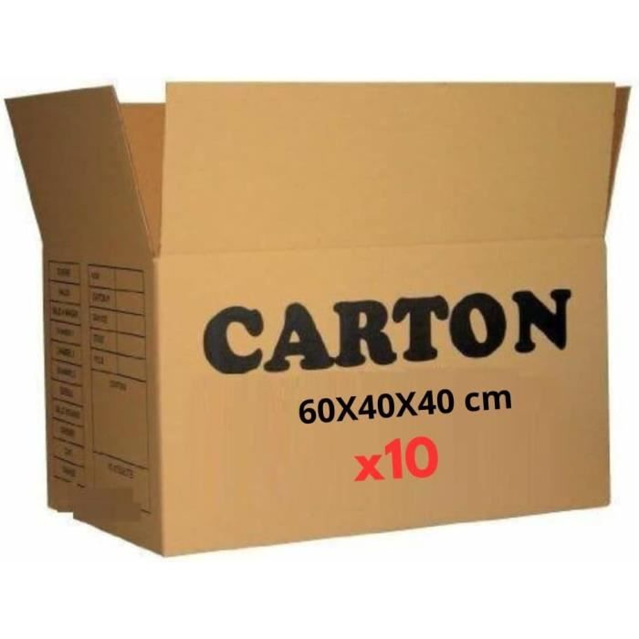 Kit 10 Cartons Déménagement 60 X 40 X 40 cm Caisse Américaine XL Jusqu ...