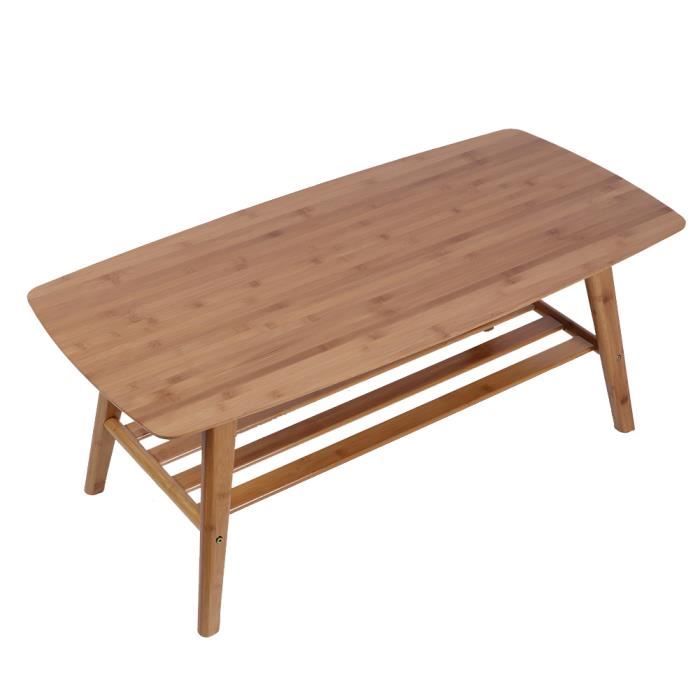 TMISHION Table de thé Table Basse à Thé en Bambou Double Couche Moderne ...