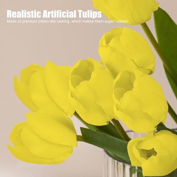 Lot de 30 tulipes artificielles à longue tige, bouquets réalistes pour ...