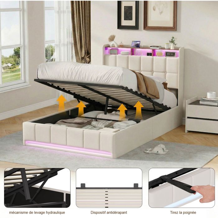 Lit Avec Rangement Intgr 140x190null