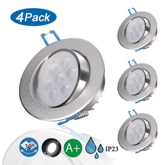 4 X Led Encastrables Kambo Spots 7w Blanc Froid 6000k 30°orientable