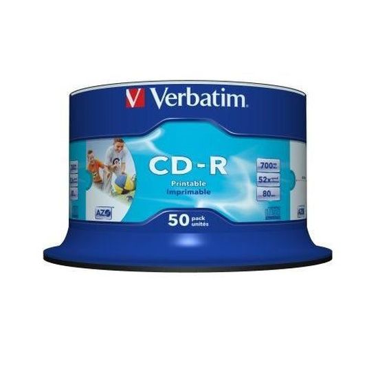 Verbatim DataLifePlus 50 x CD-R 700 Mo 52x Surface imprimable large ...