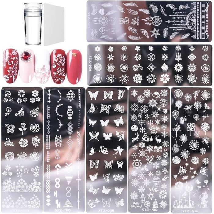 7 Pcs Stamping Nail Art Tampon Ongle Nail Art Pochoir Ongle Nail Art ...