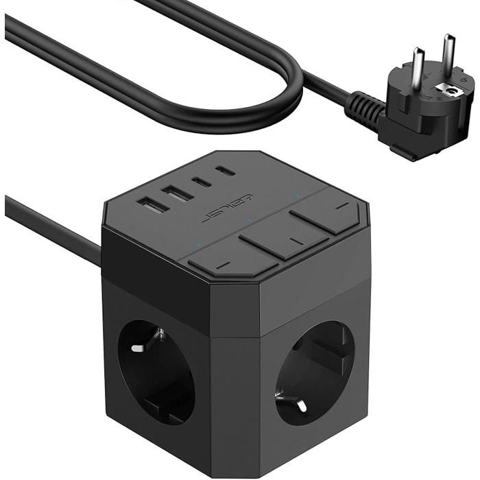 JSVER USB C Cube Power Strip with Individual Switches, Power Strip with ...