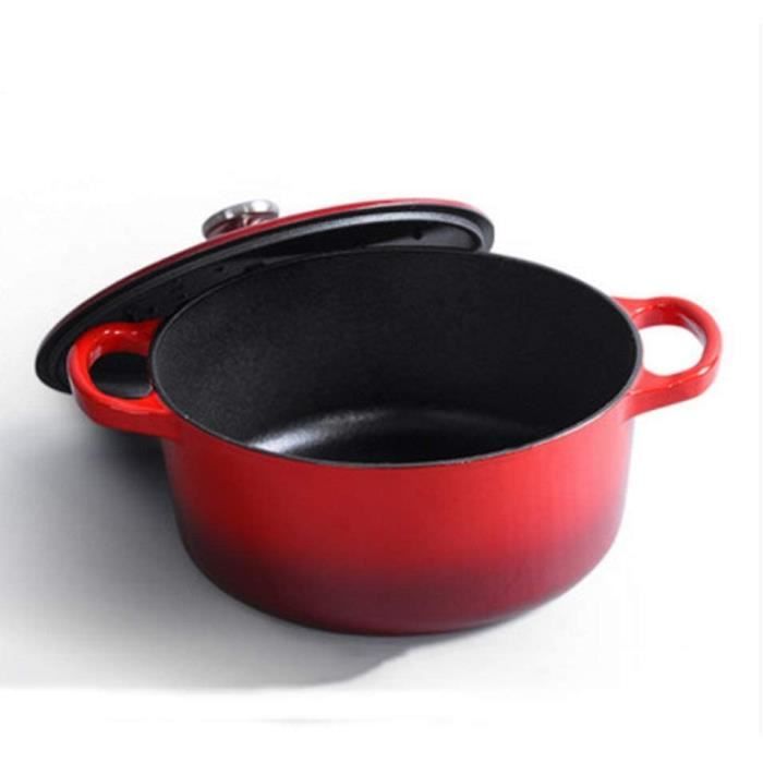 Pot de cuisson en émail de 24 cm en fonte de ménage Pot de soupe ragoût ...