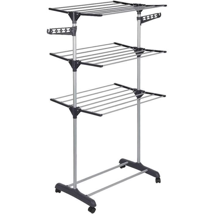 Séchoir à Linge Pliable sur Pied avec Roues,Etendoir en Acier ...