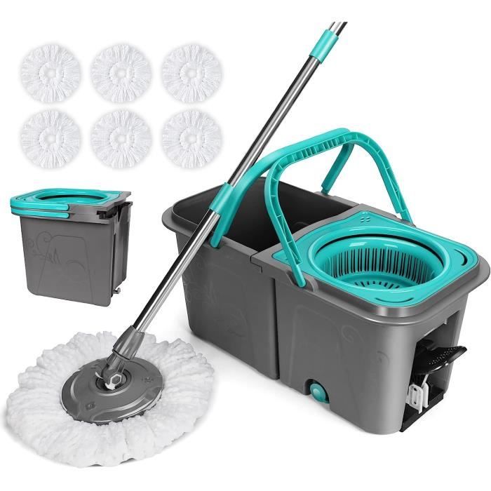 Kit Balai Serpillère et Seau Essoreur, Serpillère Plat avec Manche en ...