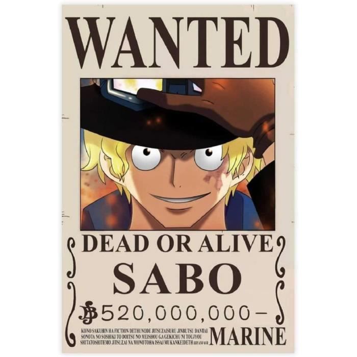 Poster sur toile One Piece Wanted Sabo Bounty Anime D233coration murale ...